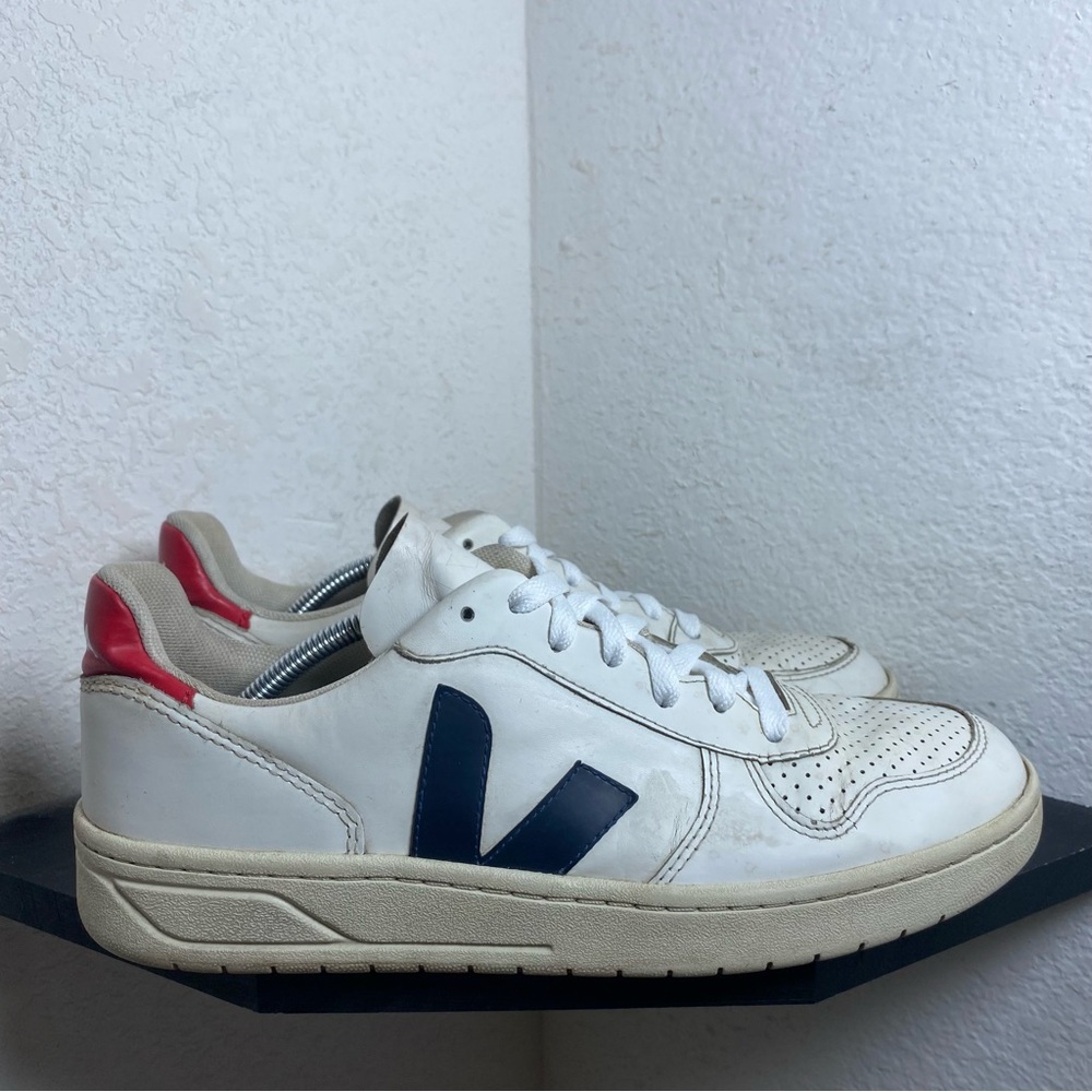 Veja V-10 Red White Blue Leather Sneakers - Gem